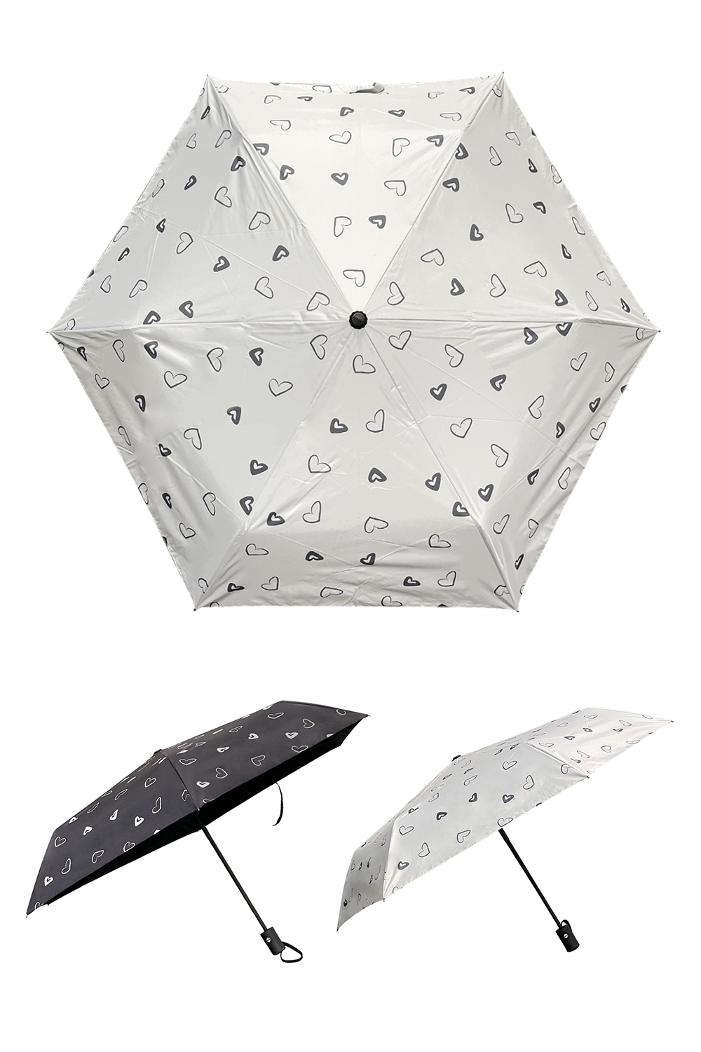 Black and White Series Hearts Automatic Sun Umbrella – Miniso Home Romania